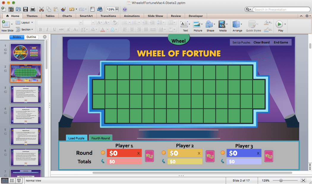 Wheel of Fortune for PowerPoint Version 4.0 beta 2 - Games by Tim